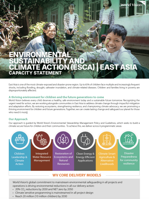 East Asia Capacity Statement | Environmental Sustainability & Climate Action | World Vision East ...